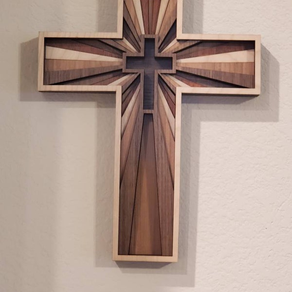 Layered Wooden Cross Walnut Top Layer. - Etsy