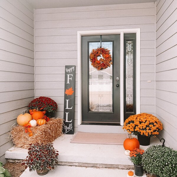 Reversible Happy Fall Yall/happy Halloween Outdoor Front Door/porch ...