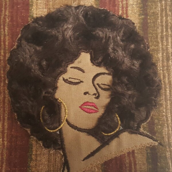 Woman With Afro Hair Applique Embroidery Designs 3 Sizes INSTANT ...