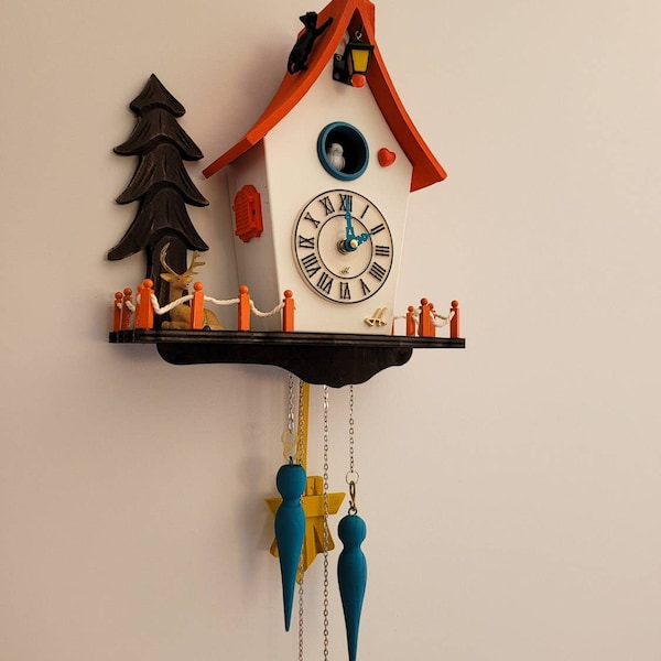 Cuckoo Clock,wall Clock, Modern Cuckoo Clock, Home Decor,hand Made,,red ...