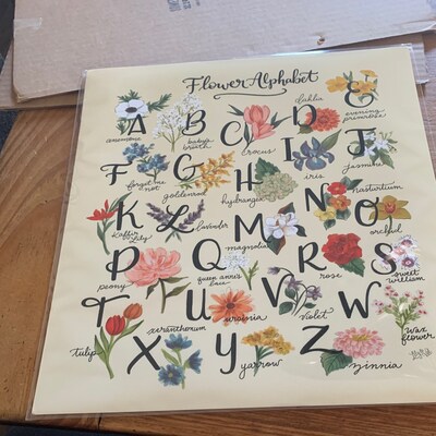 Flower Alphabet Print Spring Decor Floral Art - Etsy
