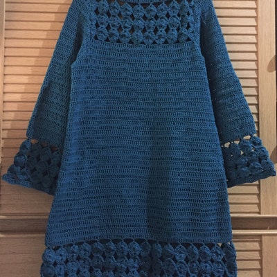 Pdf Vintage Crochet Motif Tunic Top Cover up Blouse Pattern Pdf INSTANT ...