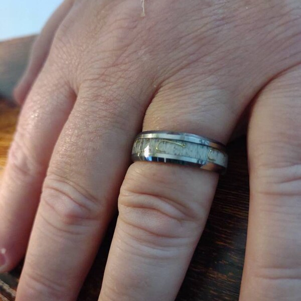 Fishing Ring, Antler Wedding Band, Fishing Hook Wedding Band - Etsy