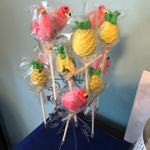 12 Cake Pops, Pineapples and Flamingos, Individually Wrapped, Summer ...