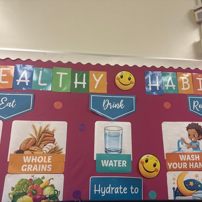 Healthy Habits Bulletin Board Kit, School Nurse Bulletin Board ...