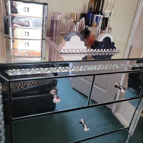 MTO 2 Tier Glam Diamond Mirrored Perfume/cosmetics Vanity Tray - Etsy