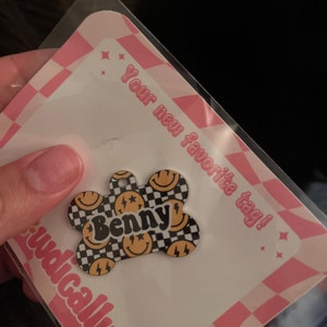 Retro Smiley Dog Tag Retro Dog Tag Pet Tag Custom Dog Tag Personalized ...