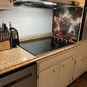 Glass Stove Backsplash, Kitchen Splashback Wall Panel Behind Cooker and ...