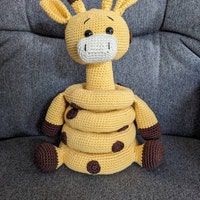 Stacking toy giraffe crochet pattern English, montessori giraffe ...
