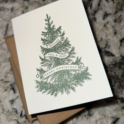 Letterpressed Christmas Tree Note Card Pack of 10 - Etsy