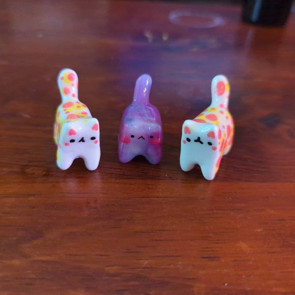 Handmade Painted Cute Quirky Clay Kitty Cat Figurine / Kitkats for Your ...