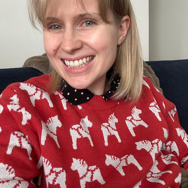 Dala Hest Scandinavian Horse Princess Diana Inspired Knit Sweater - Etsy