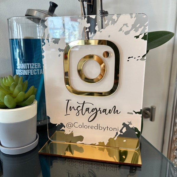 Custom Acrylic Instagram Sign for Business Reception - Social Media ...