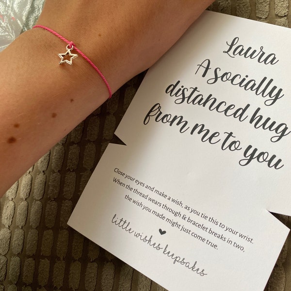 Socially Distanced Hug From Me to You, Wish Bracelet, Wishlet, Gift ...