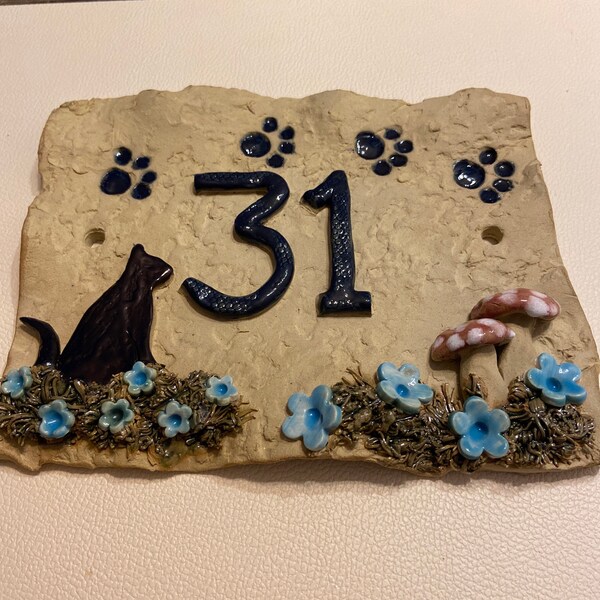 Ceramic House Name Sign, Personalised Address Number Plaque. - Etsy