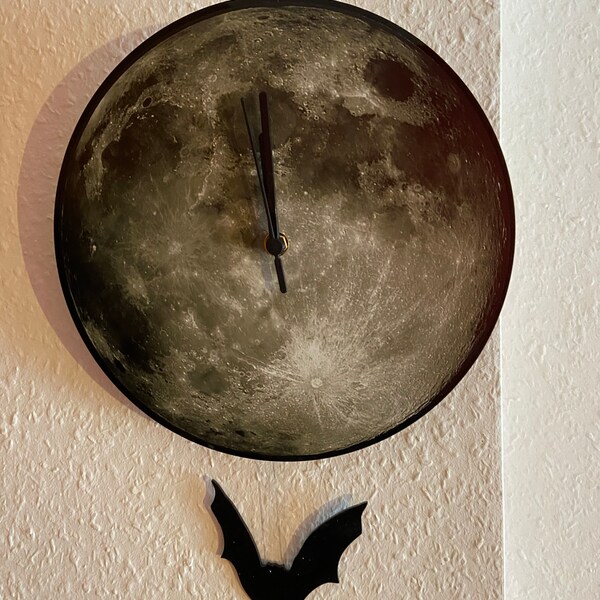 Halloween Bat Swinging on Moon - Wall Clock With Pendulum - Wall Clock ...