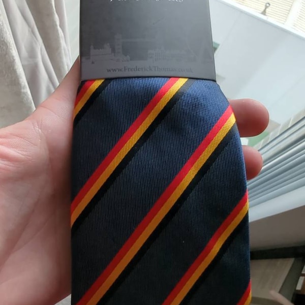 Navy Tie With German Flag Red, Black and Orange Stripes With Signature ...