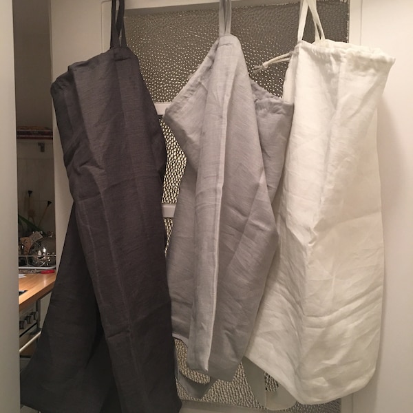 Linen Laundry Bag, Large Hanging Laundry Bag With Handle and Loops ...