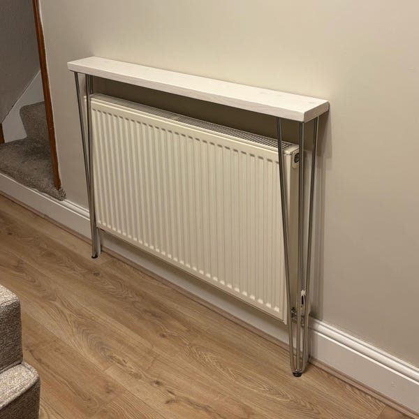 White Console Table, Hallway Table, Radiator Shelf, Rustic Hallway ...