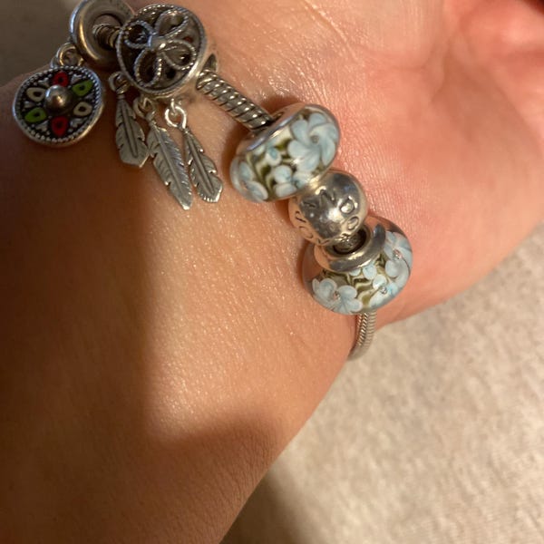 2 Charms for Pandora Beautiful Hibiscus Murano on 925 Sterling Silver ...