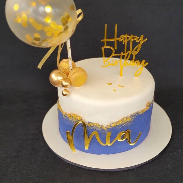 Cake Charm… Gold Mirror Cake Badge… Name Plate… Cake Plaque - Etsy