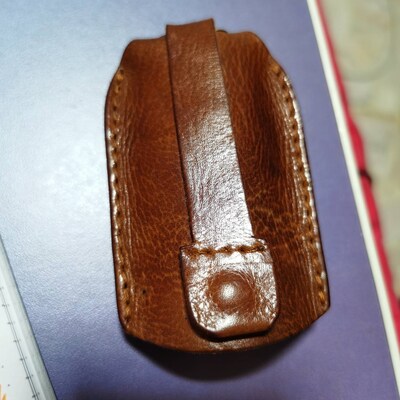 Leather Key Holder With Pull Strap Keychain Key Pouch Handmade Key Case ...