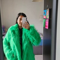 Deep Electric Blue Shaggy Fur Coat, Fluffy Jacket, Furry, 100% ...