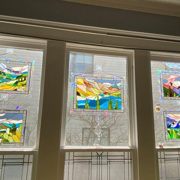 Stained Glass Panel Banff National Park 70th Birthday Gift for Mom ...
