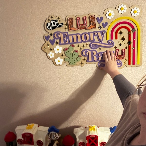 Custom Boho Name Sign – Retro Rainbow Nursery Decor - Etsy