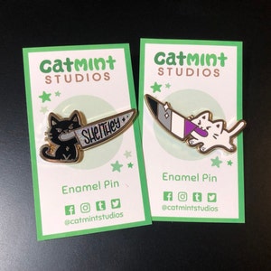 Pronouns Stabby Cats Hard Enamel Pins Be Gay Do Crime LGBT Pronouns Cat ...