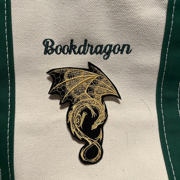Embroidered Winged Dragon Iron on Patch, Dragon Applique. Dragon Patch ...