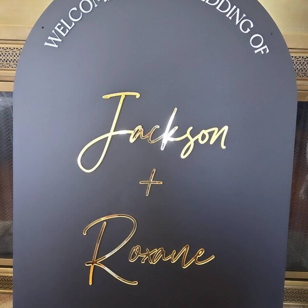 Wavy Whimsical Design Welcome Sign Semi Custom Acrylic Signage Wedding ...