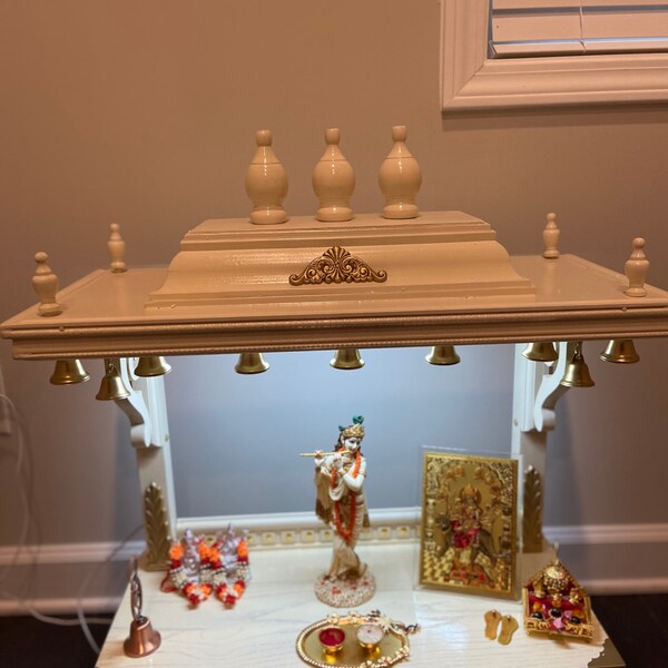 36x16,pooja,table,mandir,ganesha,hindu,temple,wood,home,decor,bells ...