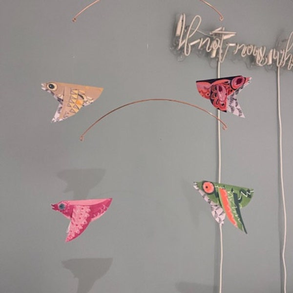 Colourful Paper Birds Mobile - Etsy