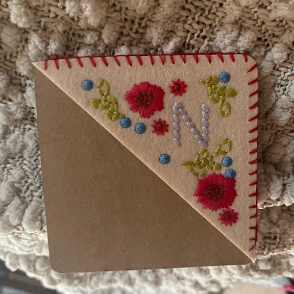 Personalized Hand Embroidered Corner Bookmark - Summer and Winter Set ...