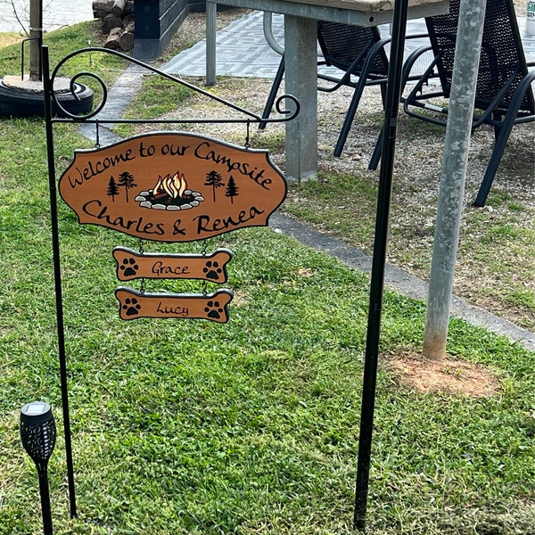 Custom RV Carved Camp Signs Etsy Family Name Sign W Sign Holder Option ...