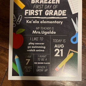 First Day of School Sign, Back to School Sign, Canva Back to School ...