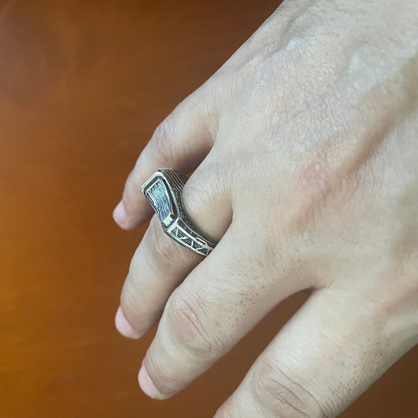 Geometric Ring | Signet Ring Men | Cyberpunk Clothing | Futuristic ...