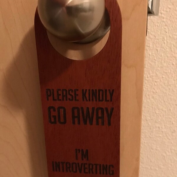 Door Hanger Introvert Door Sign. Introvert Gift Wooden Door Hanger ...