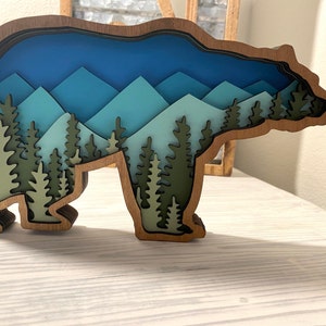 Layered Wolf Art 3D Wall Art Mountains and Trees Outdoor - Etsy