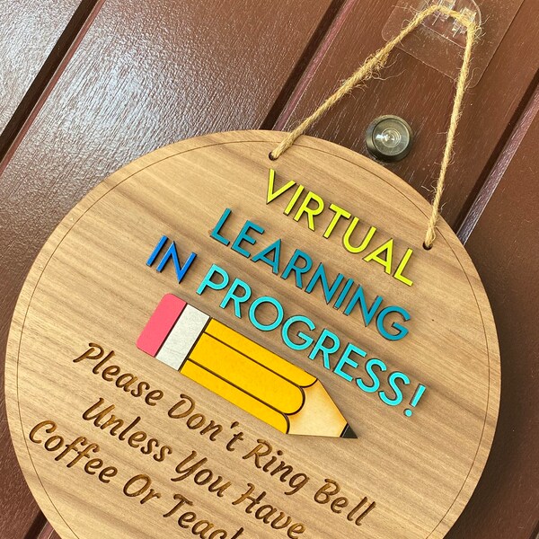 Virtual Learning in Progress Door Sign Homeschool Decor Door Sign Door ...