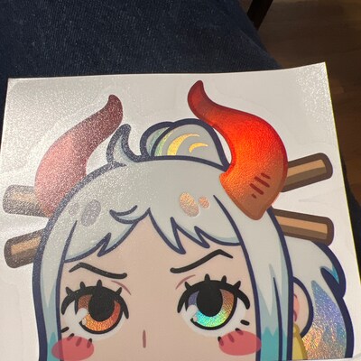 Derpy Fire Holographic Anime Game Chibi Car Laptop Vinyl Decal Sticker ...