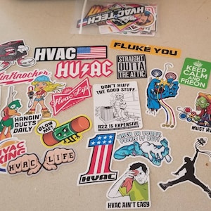 HVAC TECH Hard Hat Stickers, 45 Hardhat Sticker and Decals, Toolbox ...