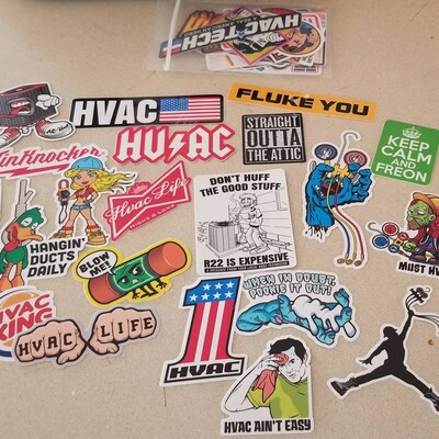HVAC TECH Hard Hat Stickers, 45 Hardhat Sticker and Decals, Toolbox ...