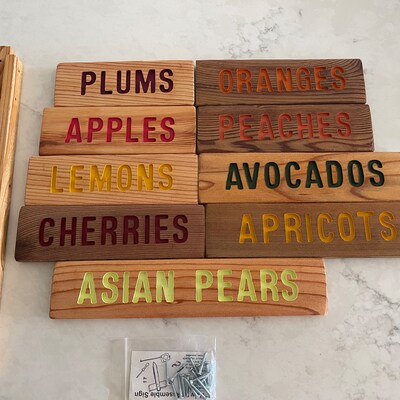 PLUMS Sign, Fruit Tree Sign, Hand Routed, Garden Sign, Orchard Marker ...