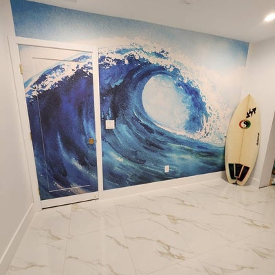 Watercolor Ocean Wall Decal Wallpaper Removable Landscape Wallpaper ...