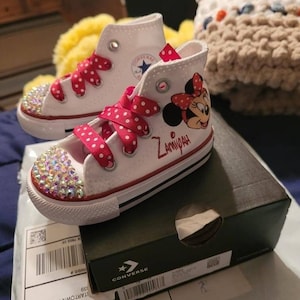Minnie Mouse Bling Shoes, Minnie Mouse Red Sneakers Shoes, Minnie Mouse ...