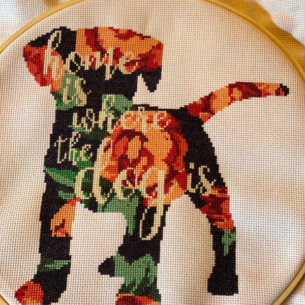 Dog Cross Stitch Pattern PDF, Pet Cross Stitch Pattern, Home is Where ...