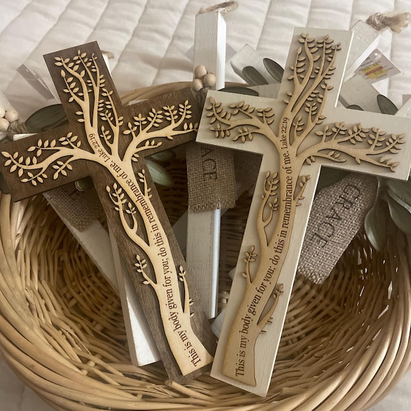 Laser Engraved Cross - Organic Wood Cross With Verse - Laser Cut Wood ...