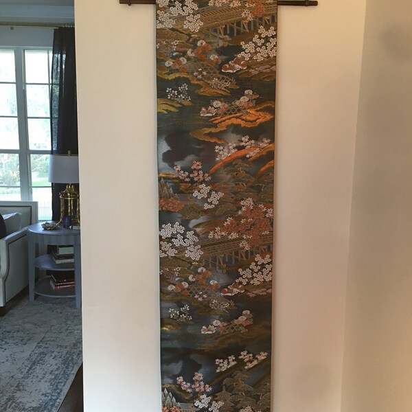 Gorgeous Golden Silk Obi Decor, Nature / Middle Age Netherlands Ship ...